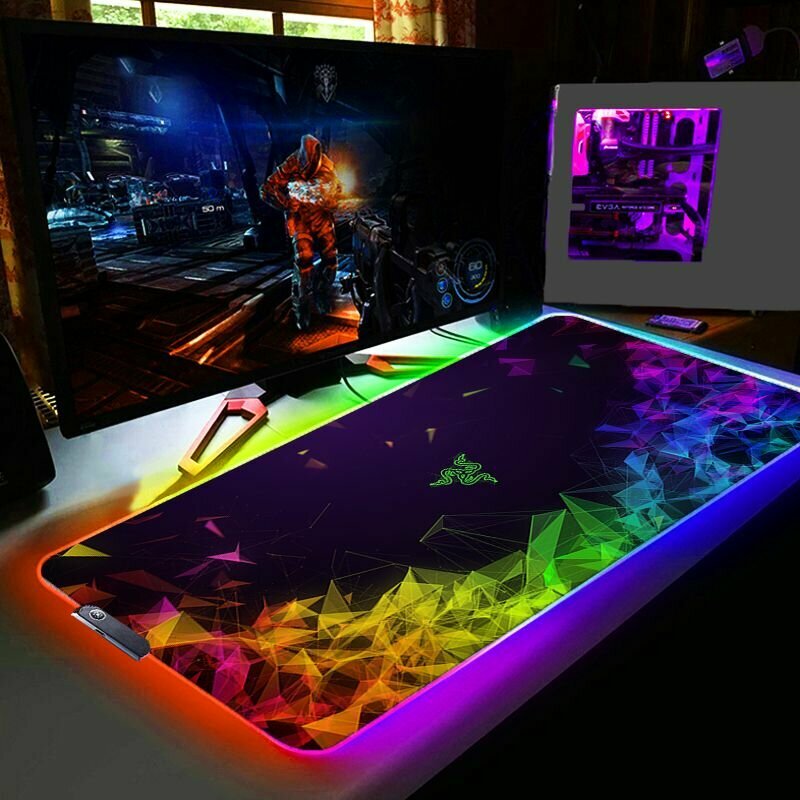 Игровой коврик Razer XXL, для мыши, с RGB-подсветкой, прошитые края，90*40*0.3cm