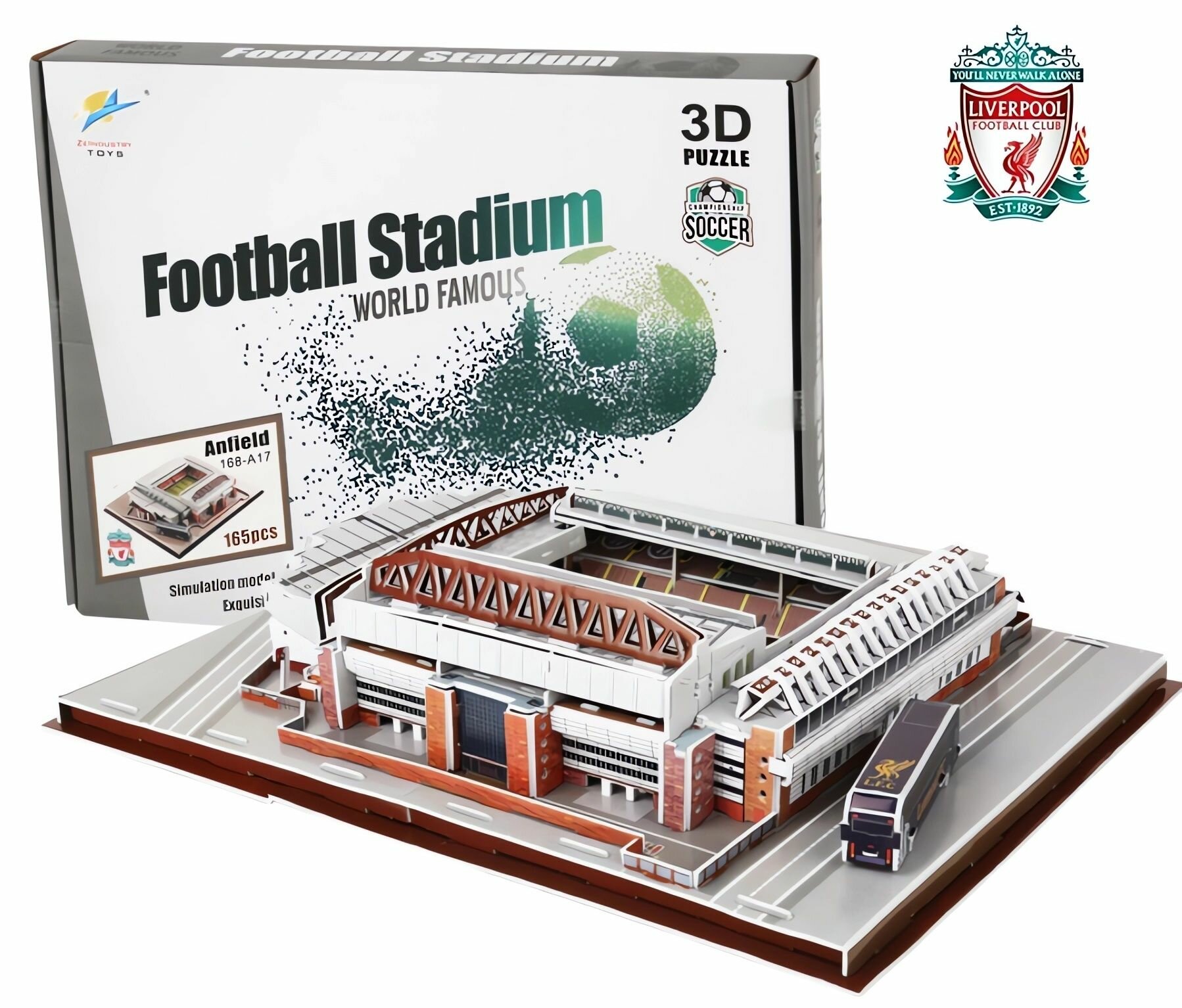 Коллекционный сборный картонный 3D пазл. Стадион "Энфилд" (Ливерпуль, Англия) 165 деталей