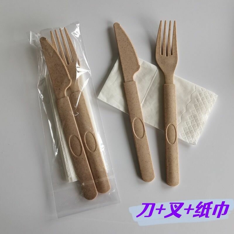 Одноразовые вилки из крафт-бумаги, индивидуальная упаковка, вилки для стейка, пасты, легкой еды, фруктового салата, десертные ложки