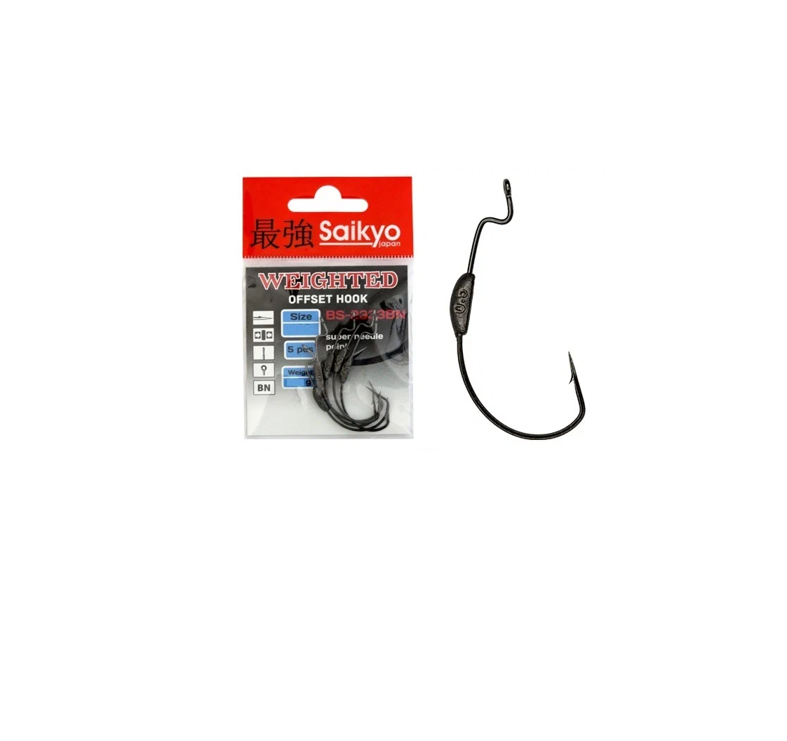 Крючки Saikyo BS-2333 Weighted BN №4/0, офсетный, бородка на жале, 5 шт.