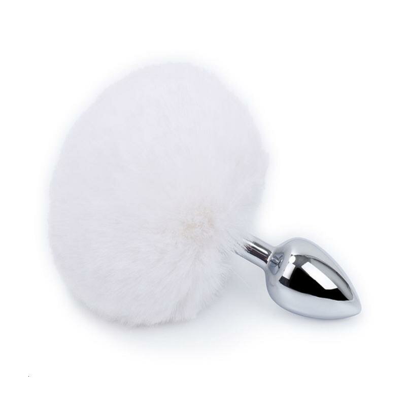 Анальная пробка с хвостом кролика, Белый