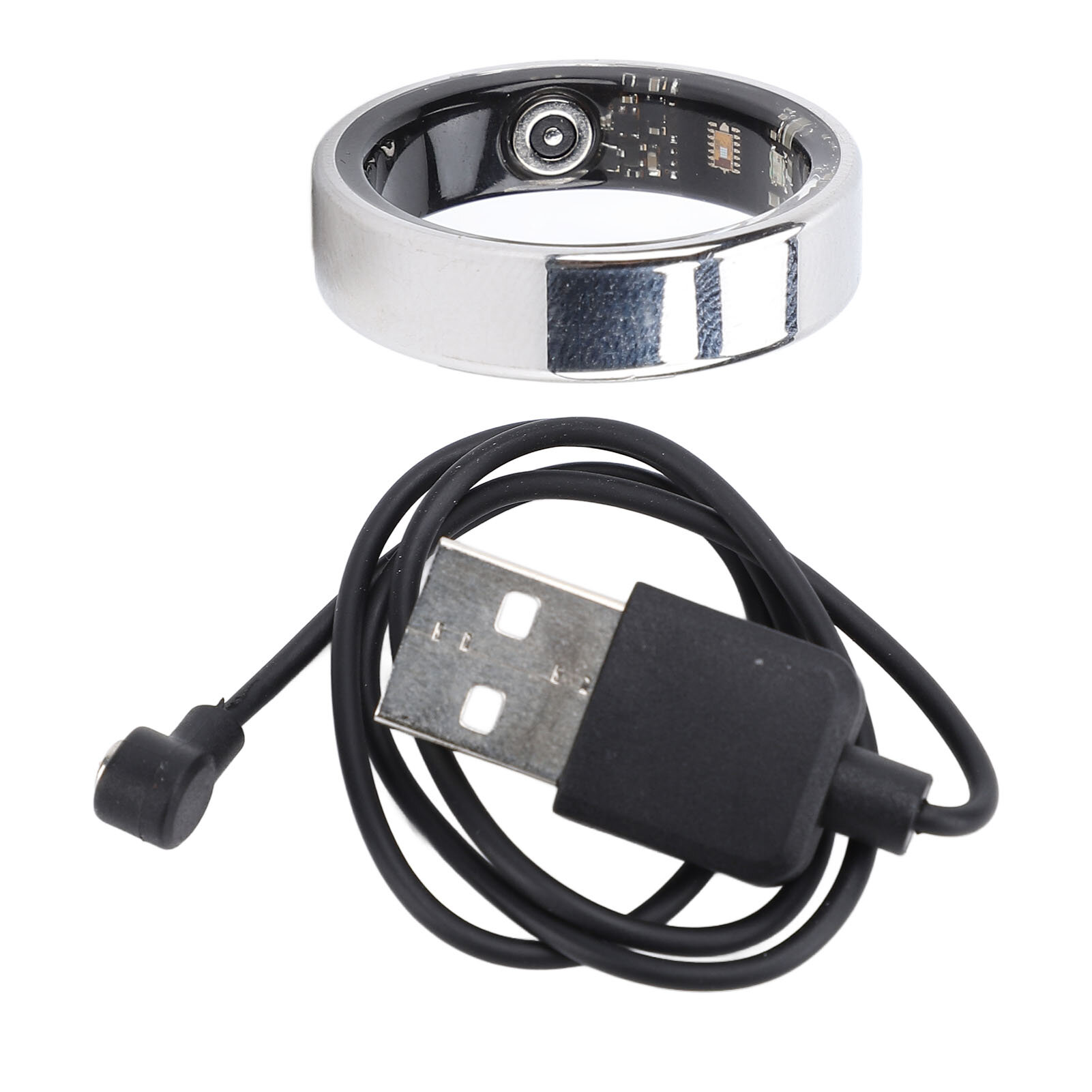 Умное кольцо-трекер здоровья из алюминиевого сплава для мониторинга сна, легкое, фитнес-браслет с приложением для мужчин и женщин, серебристый, тип 9.