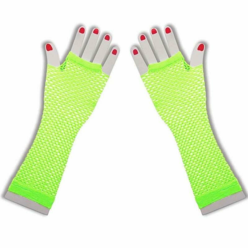 Сексуальные короткие перчатки в сеточку-флуоресцентно-зеленый