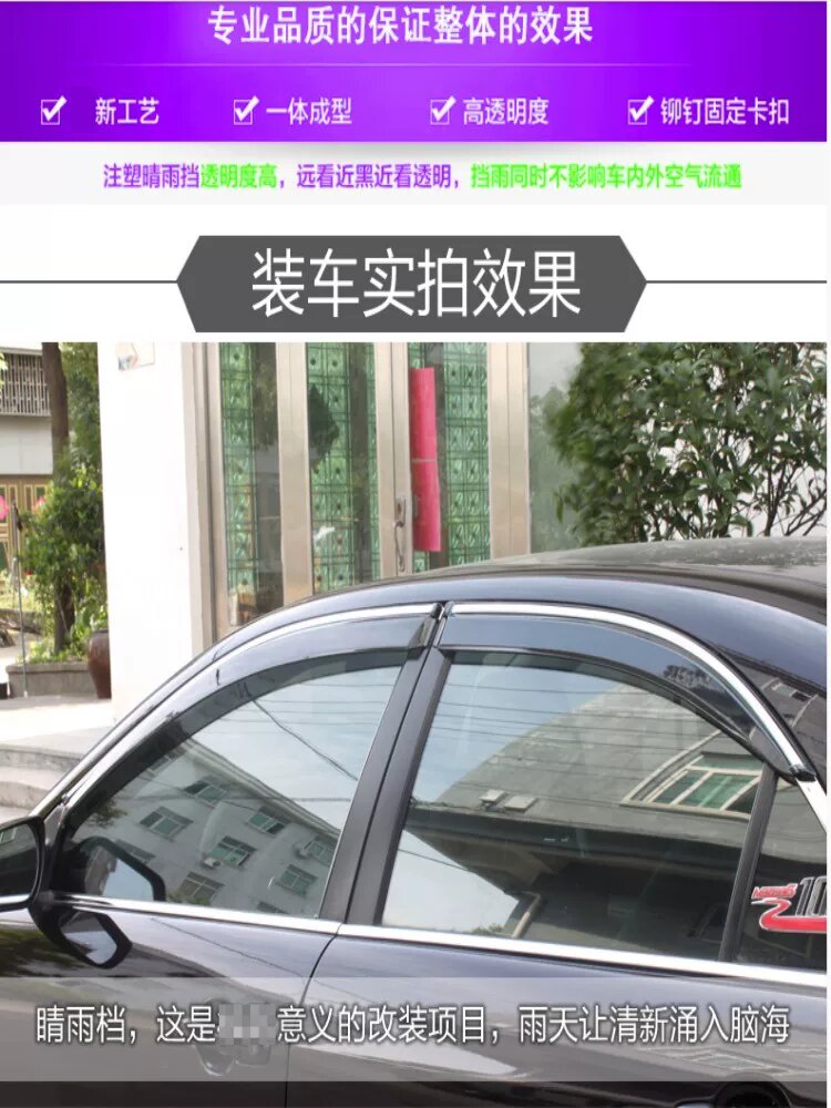 Дефлекторы окон (ветровики) для автомобилей Global Hawk GX2, GX7, Ruiqi X1, M1, Zotye 2008, 5008, Z300 Zotye Z300