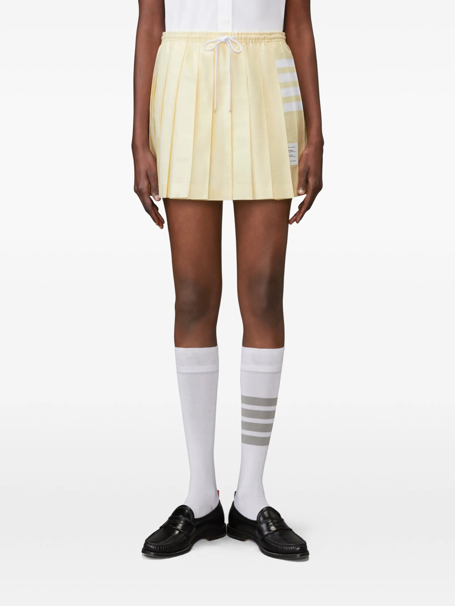 Юбка THOM BROWNE 4-Bar drawstring pleated mini skirt, размер 36, yellow — фото 1