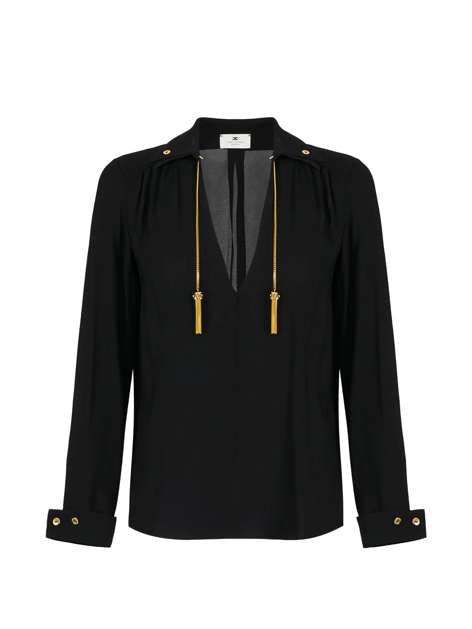 Блуза Elisabetta Franchi Tassel-embellished double-collar blouse