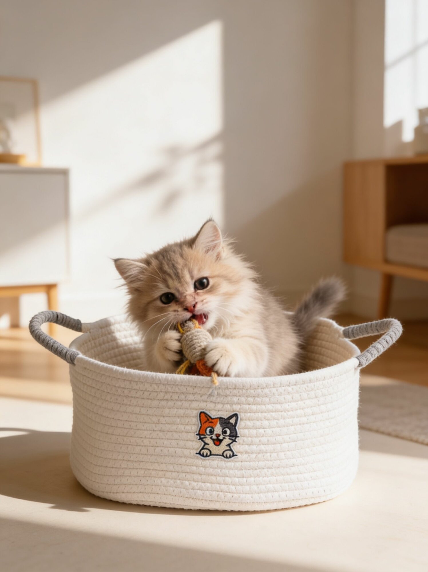 Плетеная корзина для игрушек собак и кошек