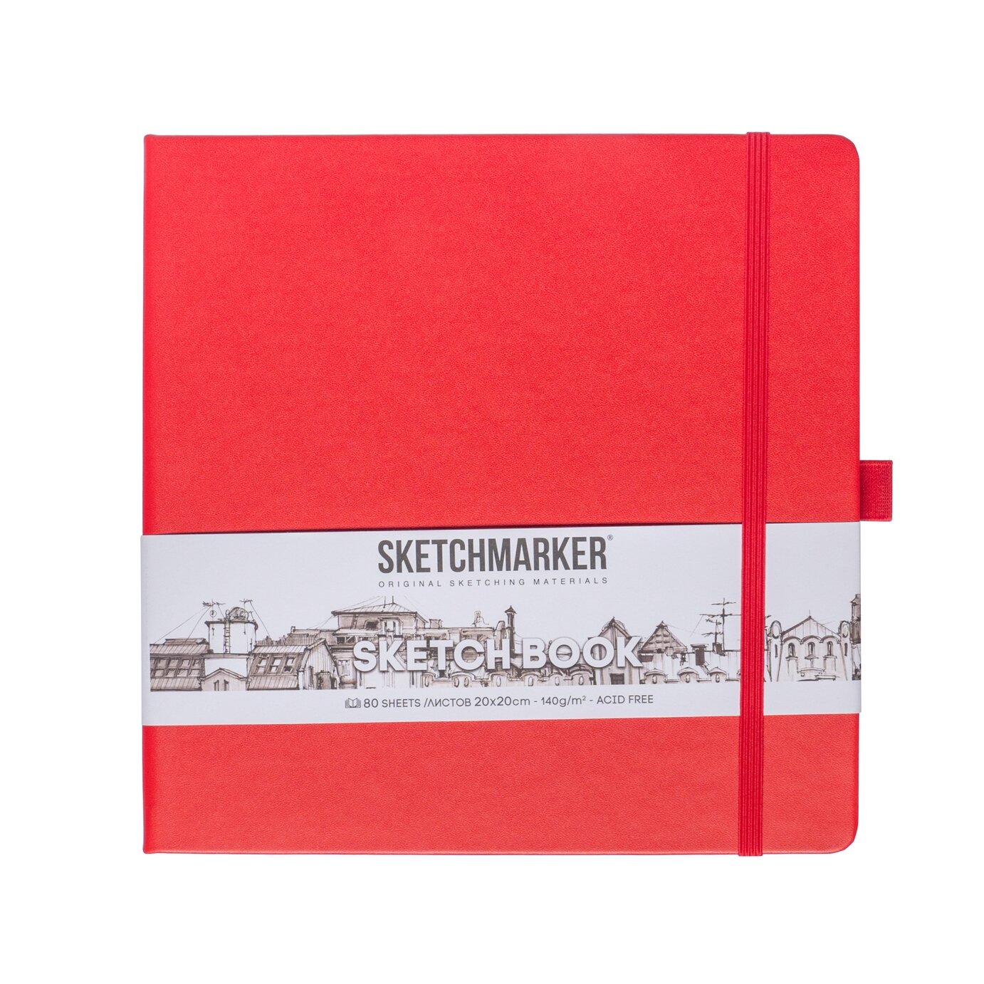 Скетчбук для графики SKETCHMARKER 140г/кв. м 200х200мм 80л. красный