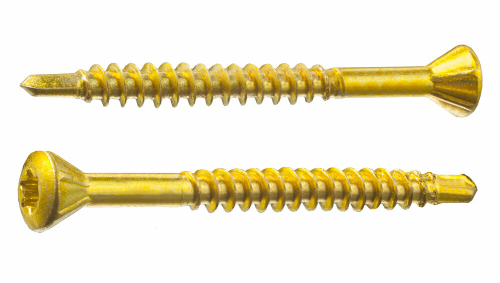 Саморез для массивной доски и паркета Rusconnect 3,2х35 мм желтый (150 шт.) + бита TX10*25 мм