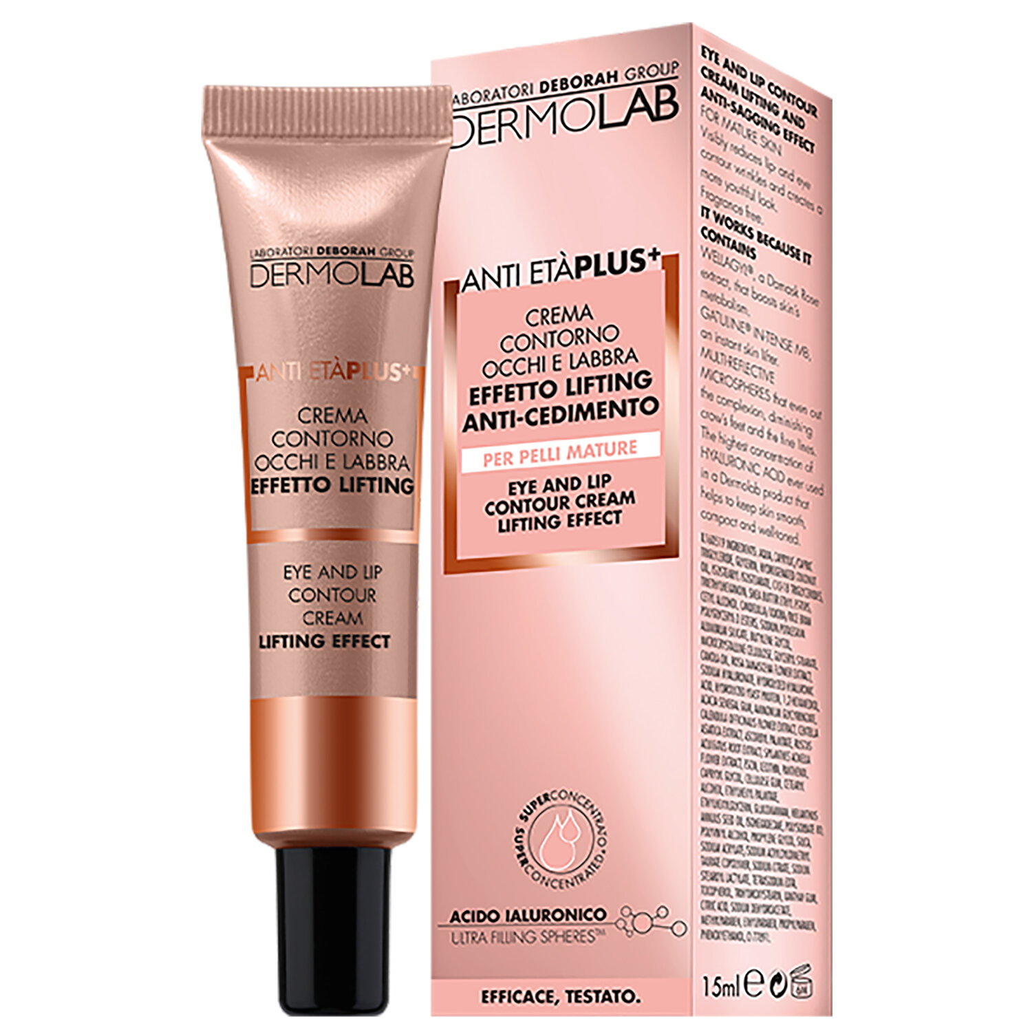 Крем для век и губ лифтинг эффект, Dermolab, Anti Eta' Plus+ Eye and Lip Connour Cream Lifting Effect, 15 мл