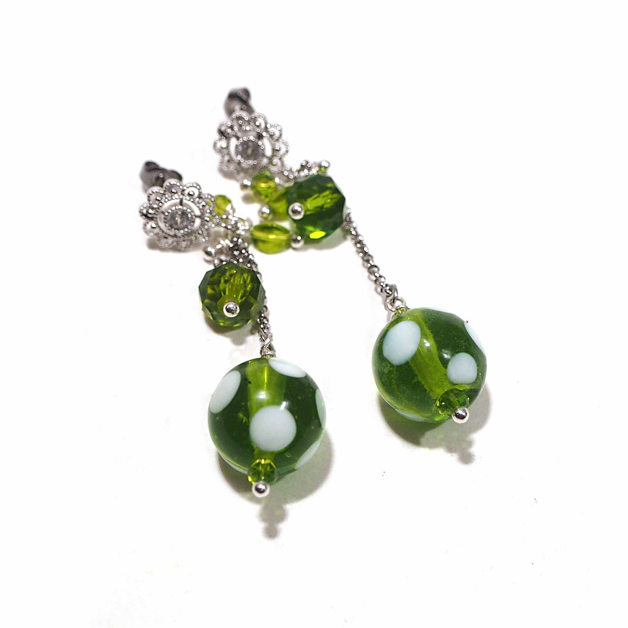 Серьги цепочки, с подвесками, стекло, муранское стекло