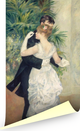 Картина для интерьера "Танец в городе", Ренуар, Пьер Огюст, печать на холсте (50х103 см / без подрамника)