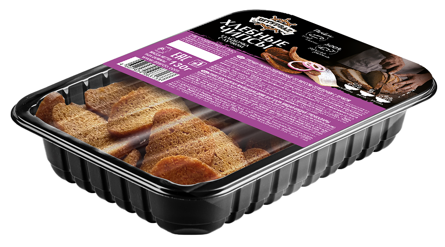 Упаковка из 12 штук Гренки "Штурвал" Хлебные чипсы селедочка с луком лоток 170г