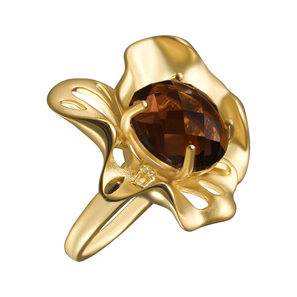 Кольцо, серебро, 925 проба, раухтопаз