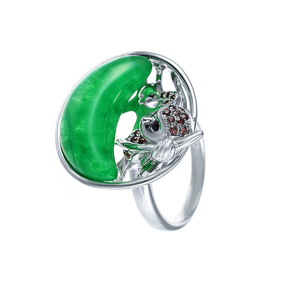 Кольцо, серебро, 925 проба, жадеит