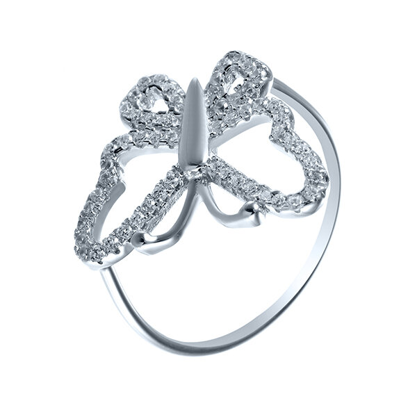 Кольцо, серебро, 925 проба, родирование, циркон