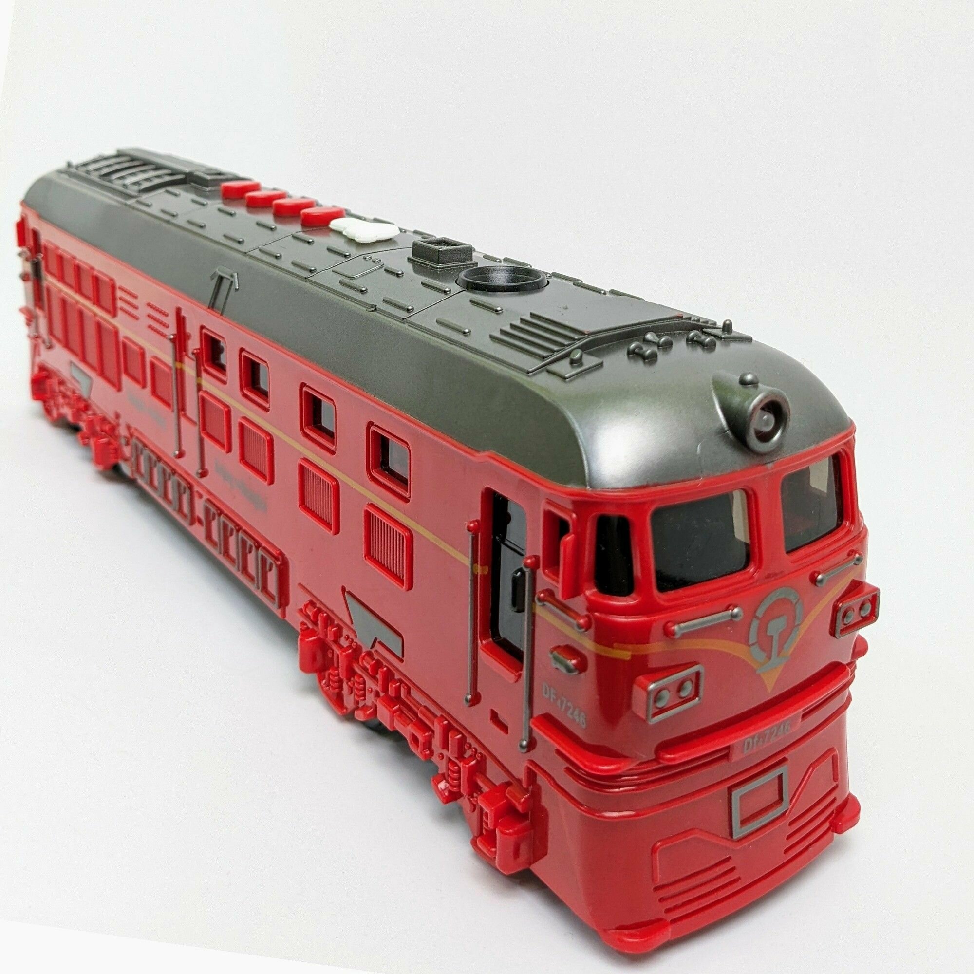 Машинка игрушка тепловоз, большой , размеры 25 х 10 х 8 см , эффект дыма, поезд локомотив