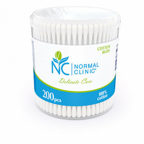 NORMAL cliniс Ватные палочки Круглая коробка, 200 шт, 1 уп