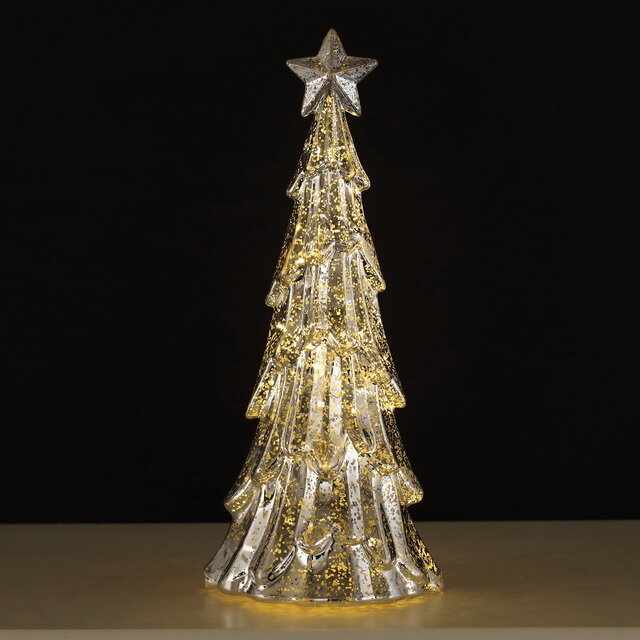 Новогодний светильник Космо Silver - Елочка Стеллар 36 см на батарейках, 15 LED ламп, Peha, PT-57115