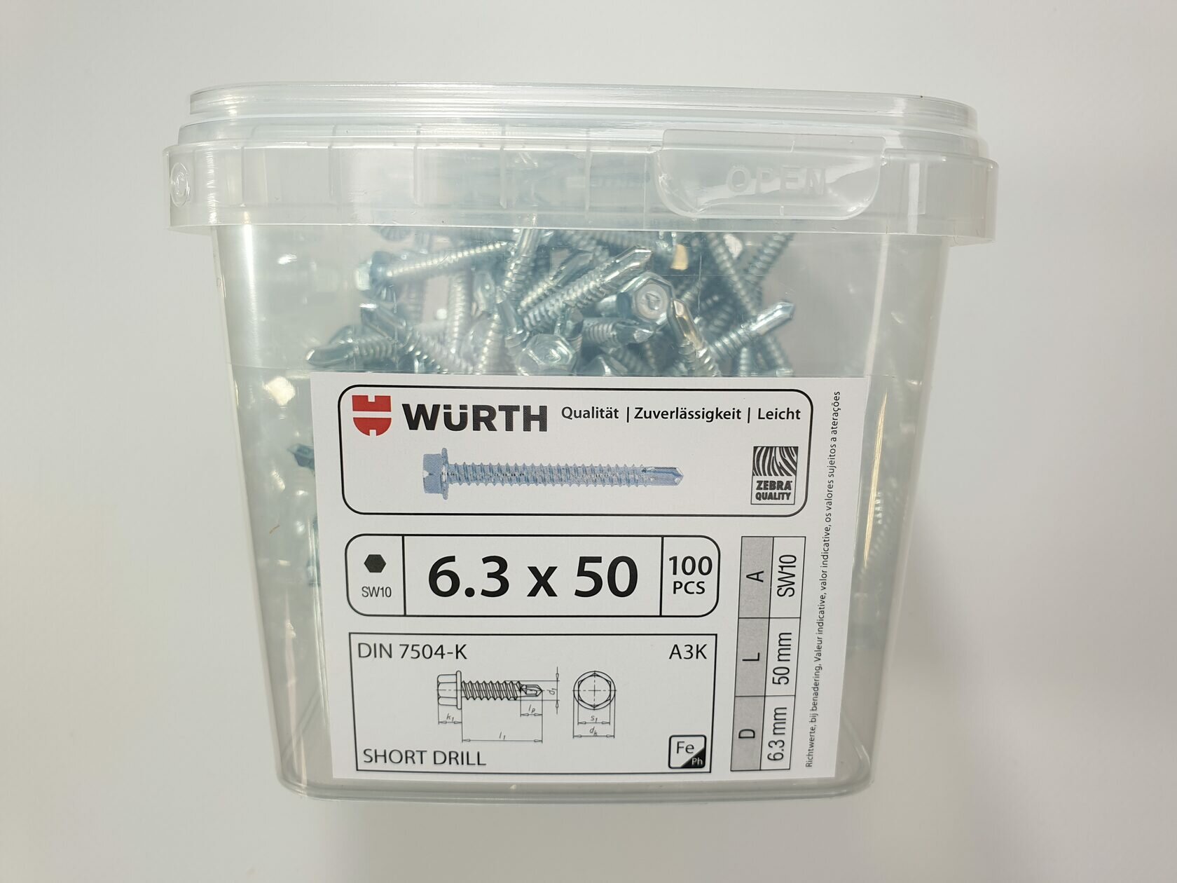 Саморез по металлу DIN 7504-K 6.3x50 100 pcs WURTH, Германия