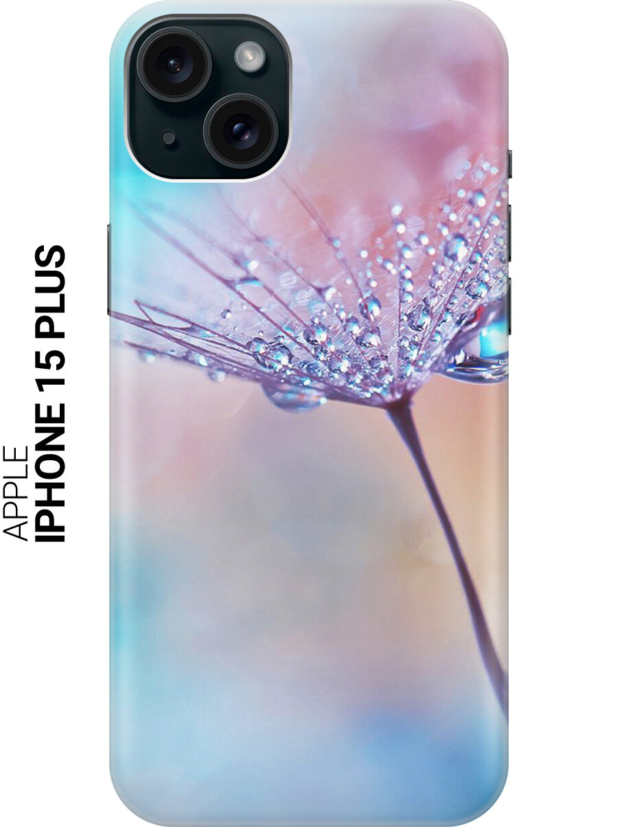 Силиконовый чехол на Apple iPhone 15 Plus / Эпл Айфон 15 Плюс с рисунком "Капелька на одуванчике"
