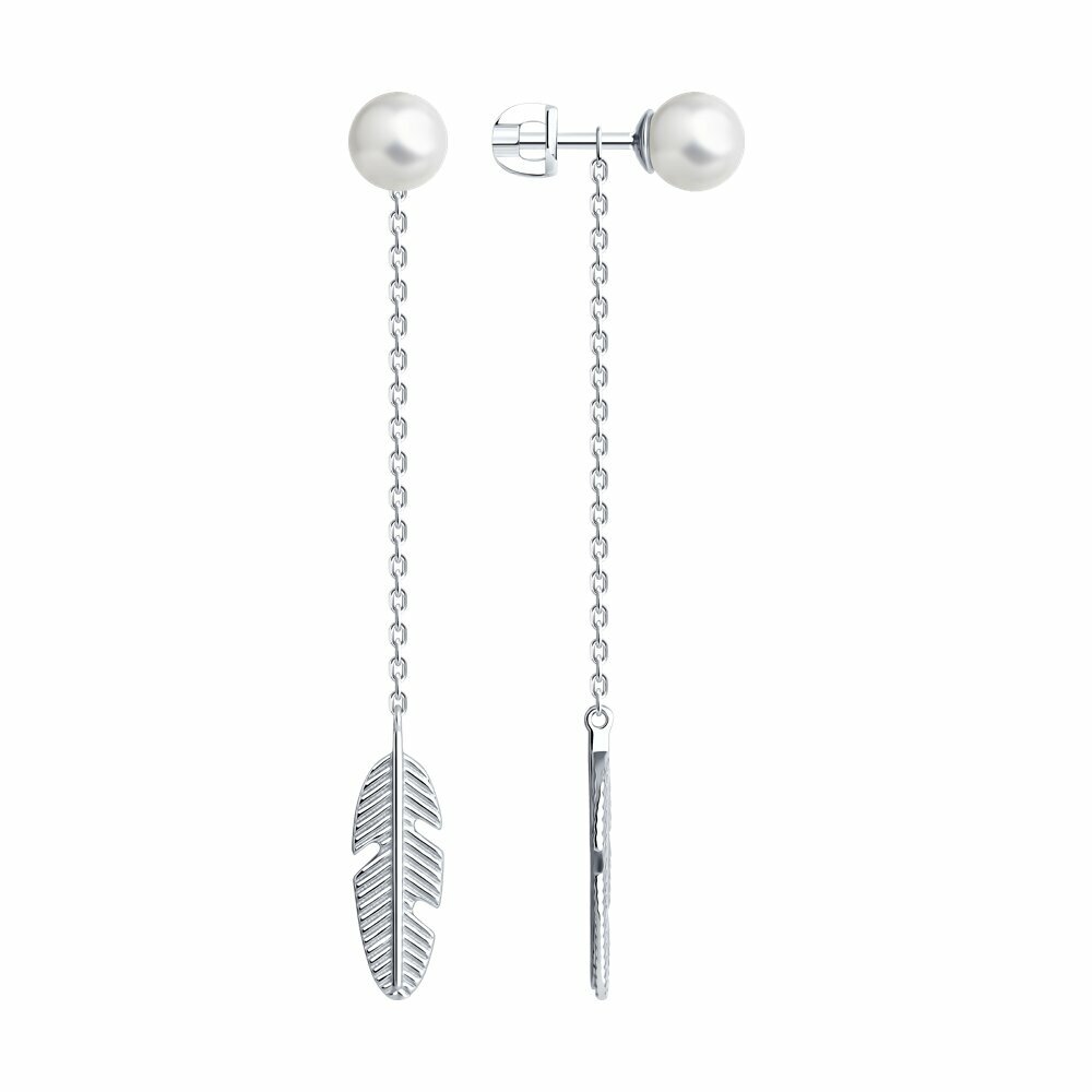 Серьги пусеты, серебро, 925 проба, жемчуг имитация