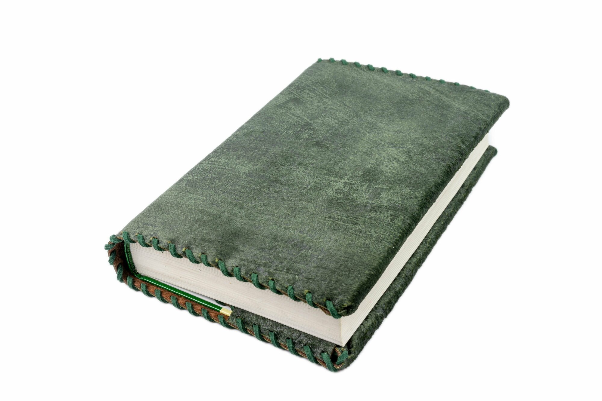 Обложка для книг и ежедневников "Велюр тёмно-зеленый" 220 х 145мм