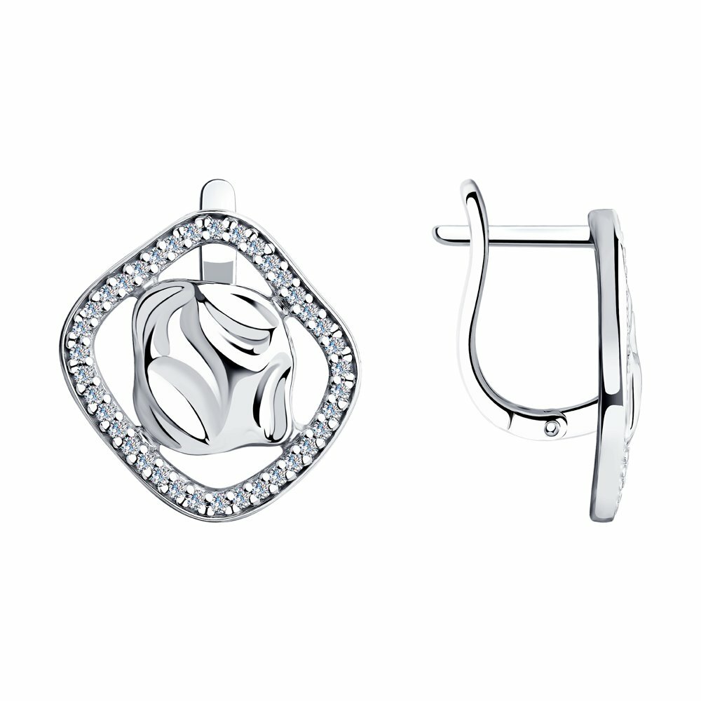 Серьги, серебро, 925 проба, фианит