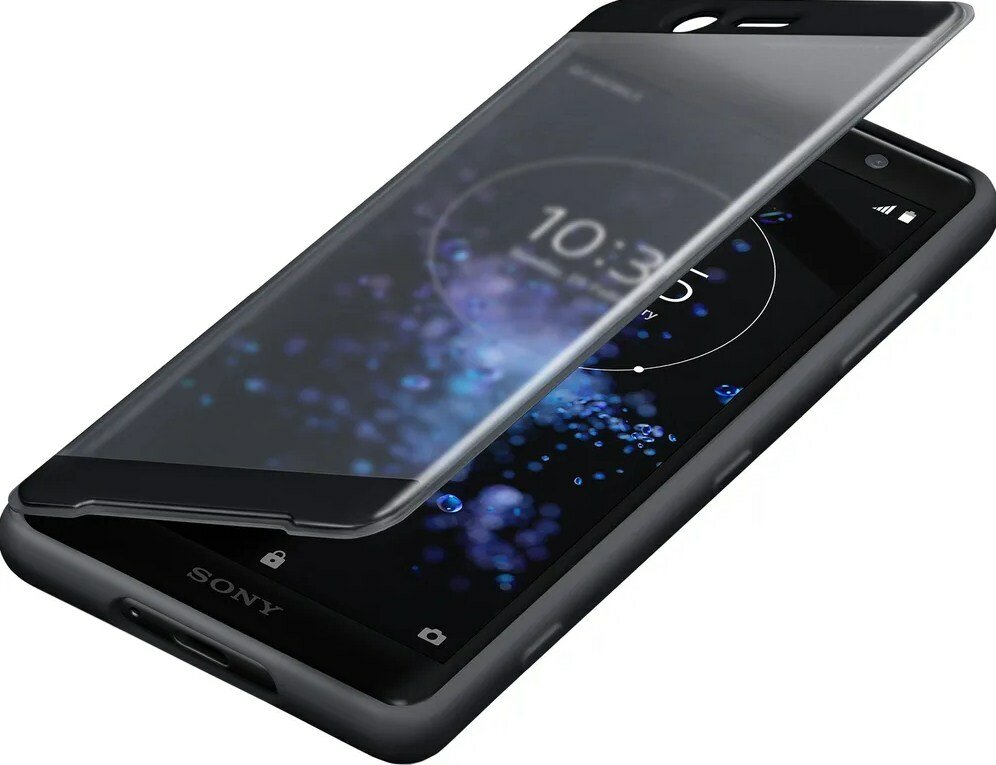 Чехол-книжка MyPads для Sony Xperia 5-2 с дизайном Clear View Cover с полупрозрачной пластиковой крышкой с зеркальной поверхностью черный