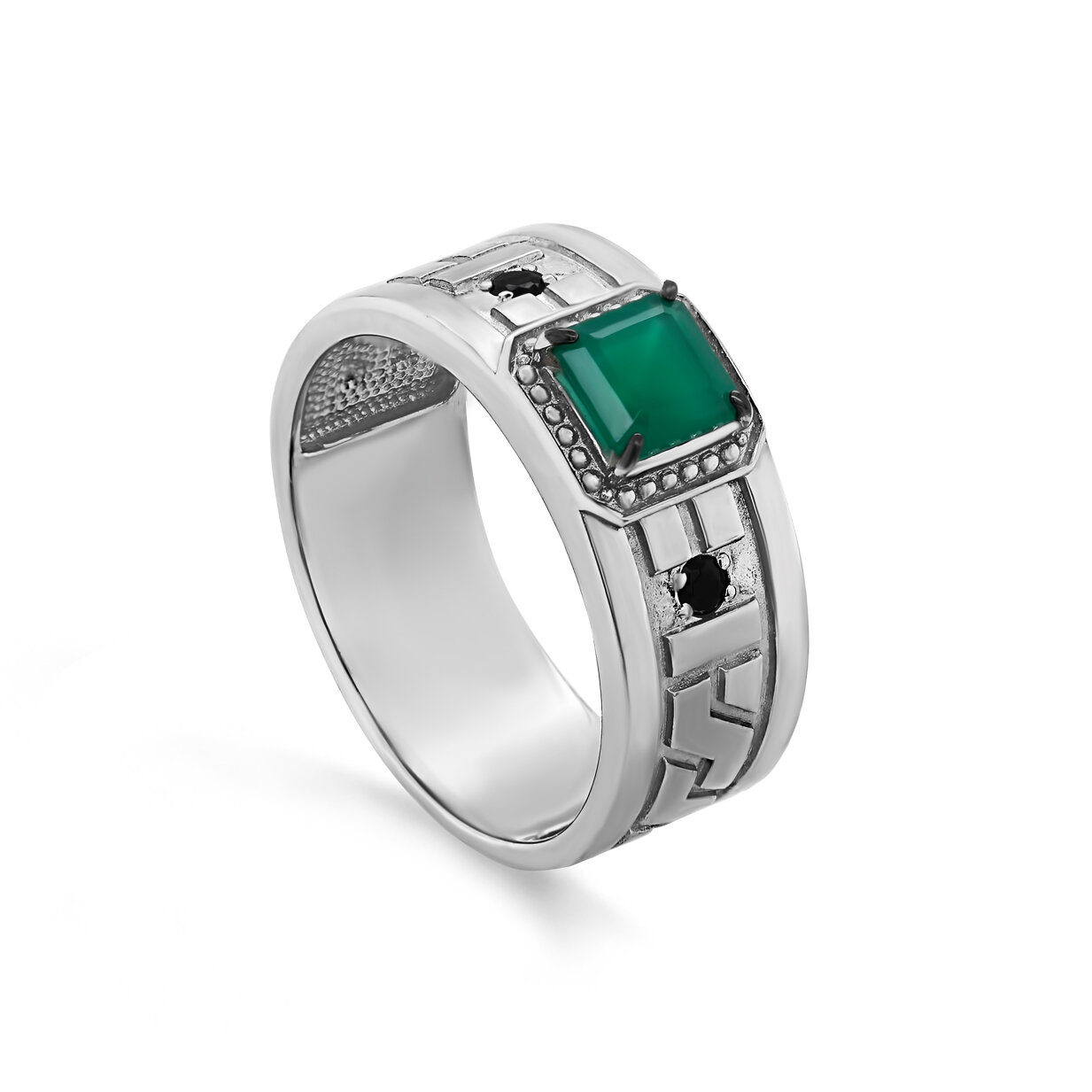 Кольцо, серебро, 925 проба, агат, фианит