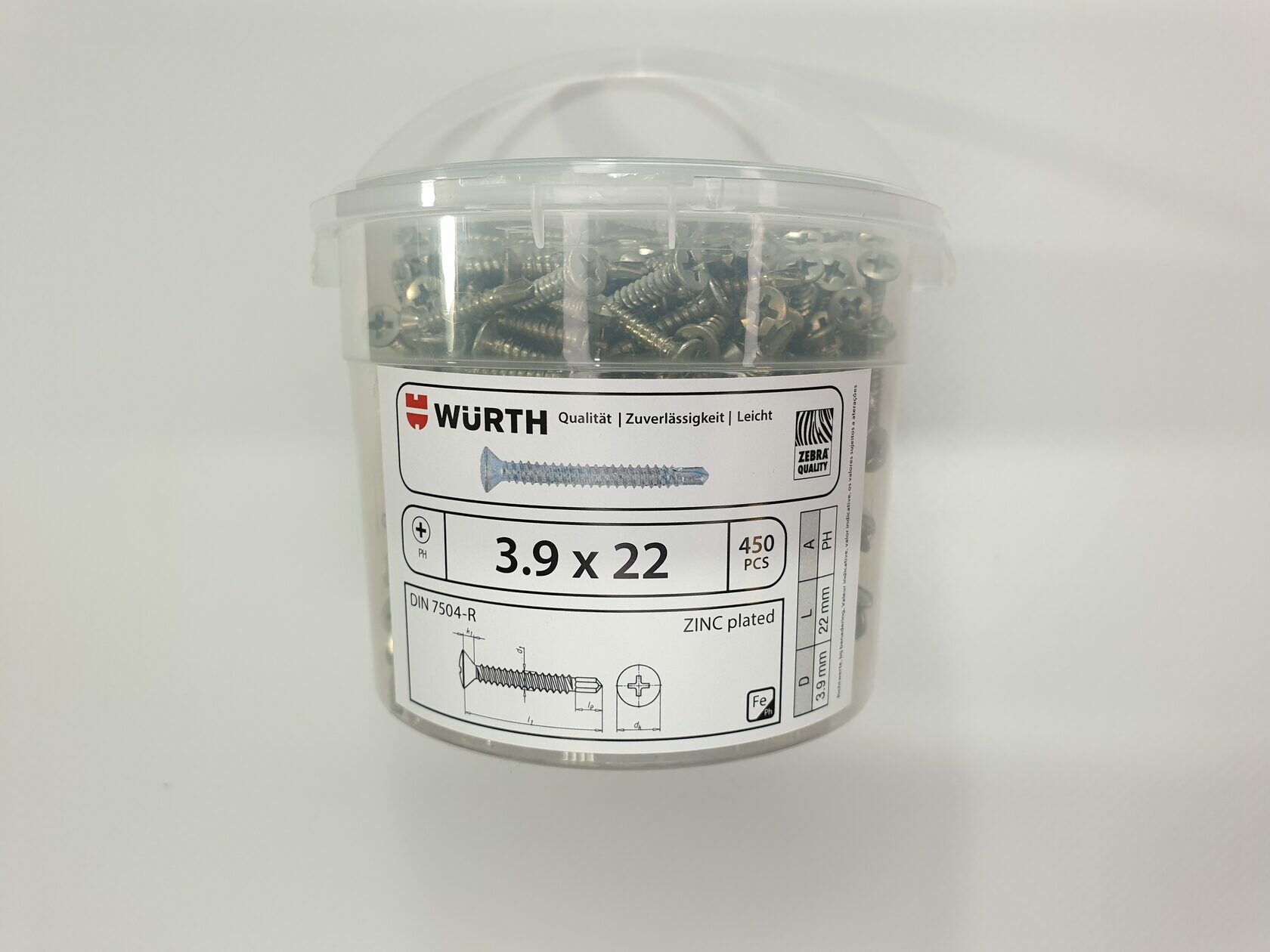 Саморез по металлу DIN 7504-R 3.9x22 (450 pcs) WURTH, Германия