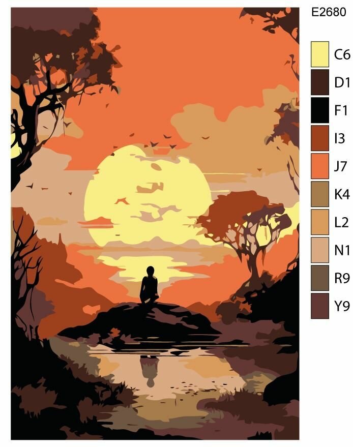 Детская картина по номерам E2680 "Летний закат" 20x30