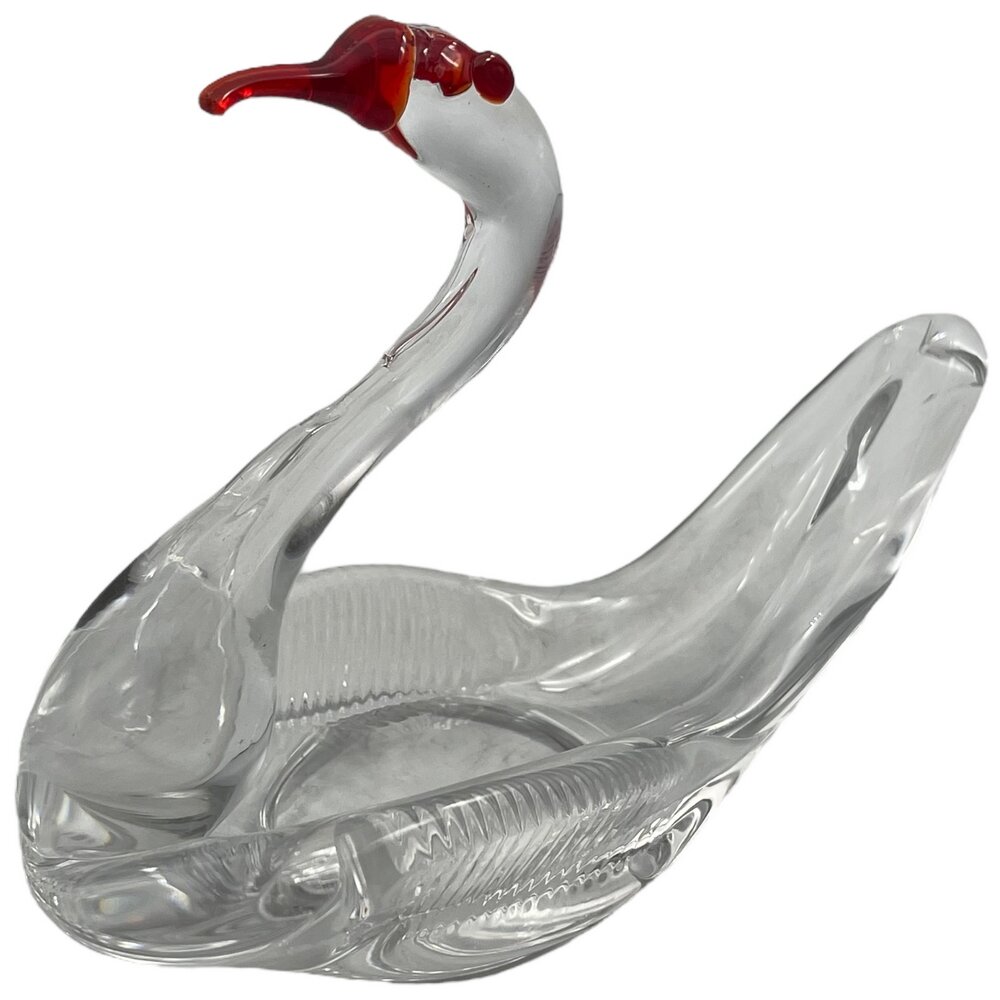 Статуэтка (мелочница) "Лебедь", хрусталь, 1980-1990 гг, СССР (красный 2)