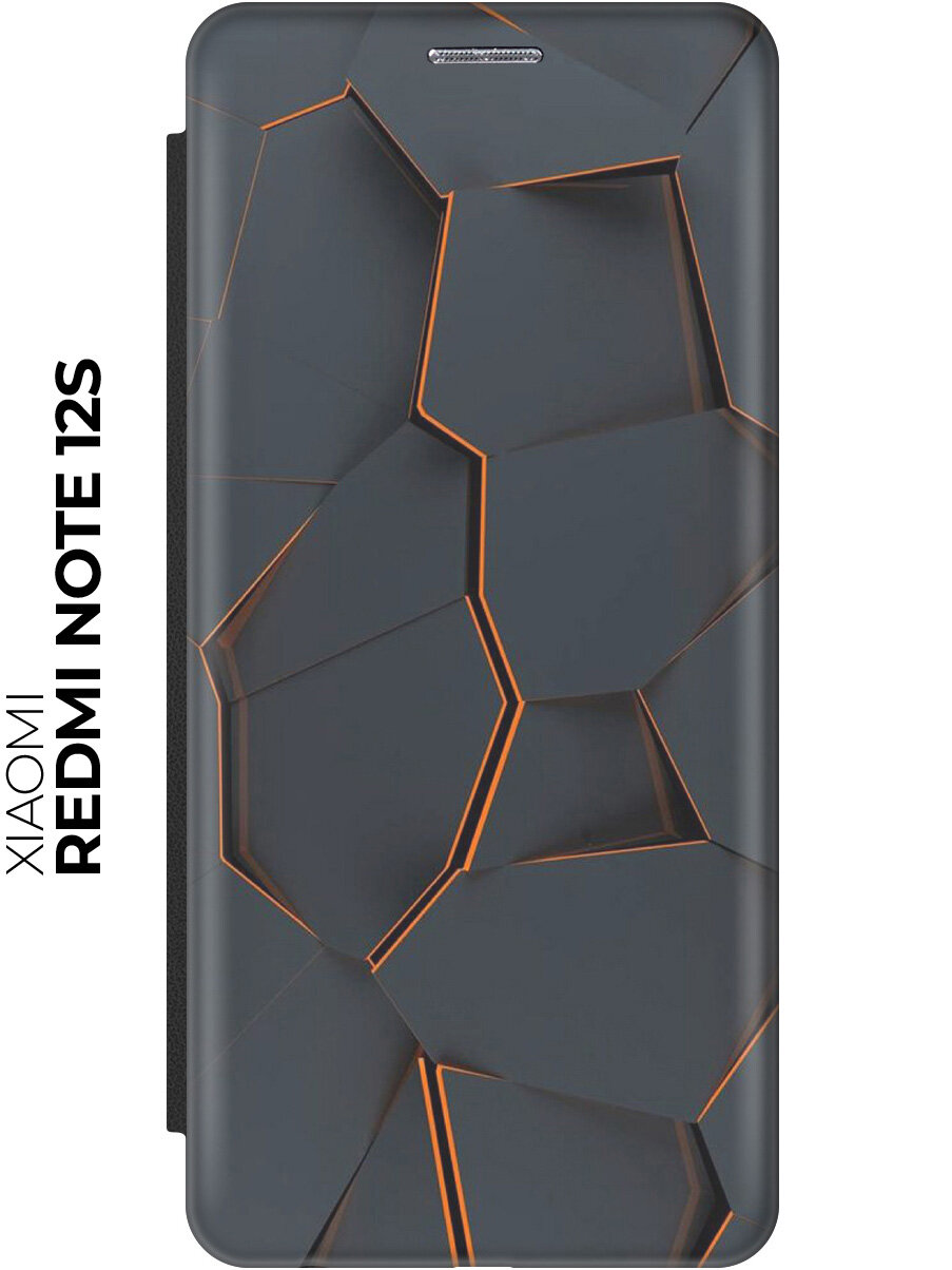 Чехол-книжка на Xiaomi Redmi Note 12s / Сяоми Редми Ноут 12с с рисунком "Графитовый излом" черный