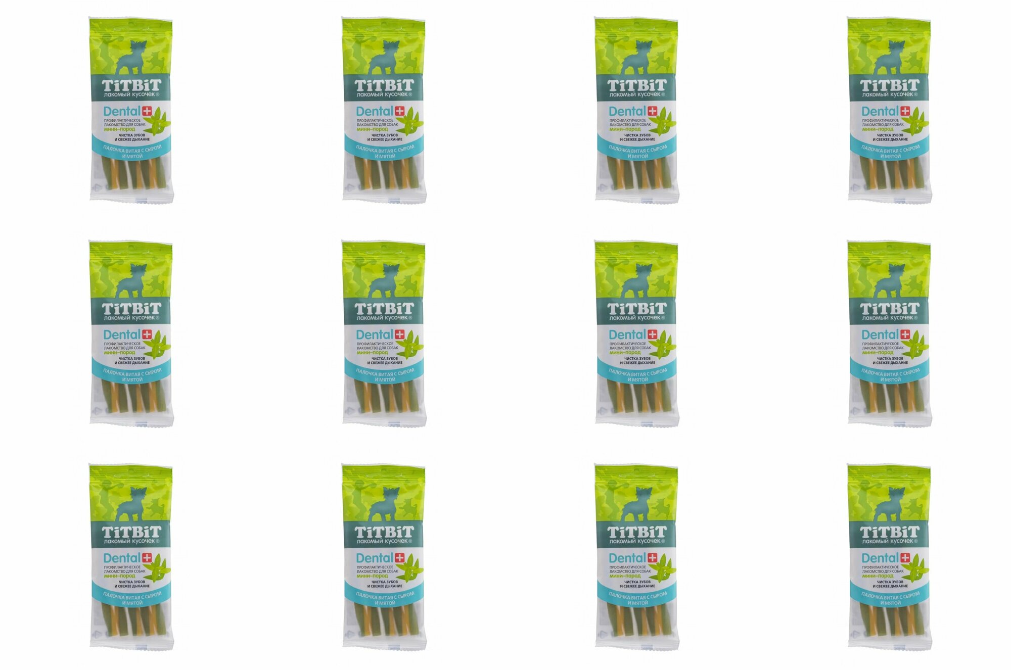 Titbit Лакомство для собак мини пород Палочка витая с сыром и мятой,30 г,12 шт
