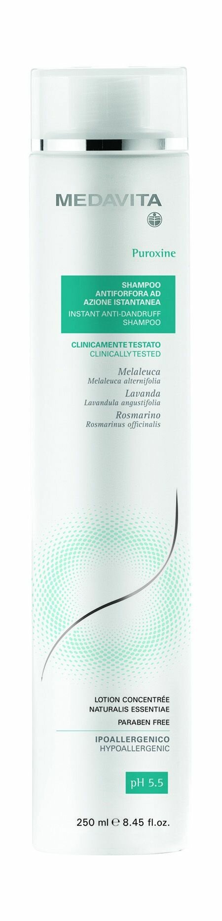 MEDAVITA Puroxine Шампунь против перхоти усиленного действия очищающий, 250 мл