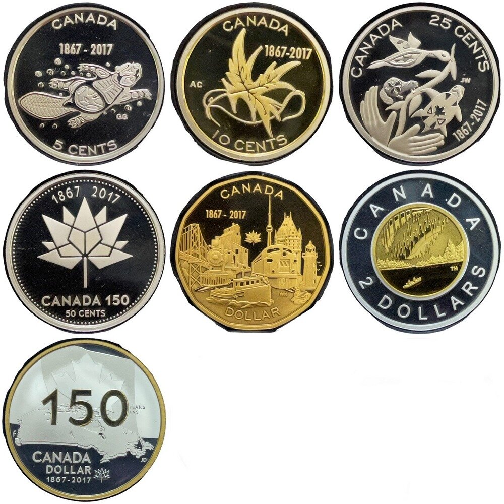 Канада, набор монет 5, 10, 25, 50 центов, 1, 2 доллара "Канада 150: Наш дом" 2017 г. (Proof)
