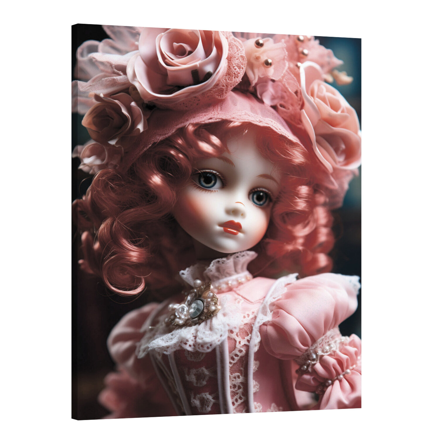 Интерьерная картина 50х70 "Кукла в розовом платье"