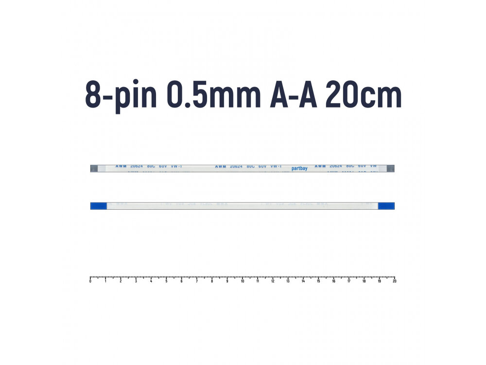 Шлейф тачпада для ноутбука Asus T200TA FFC 8-pin Шаг 0.5mm Длина 20cm Прямой A-A AWM 20624 80C 60V VW-1