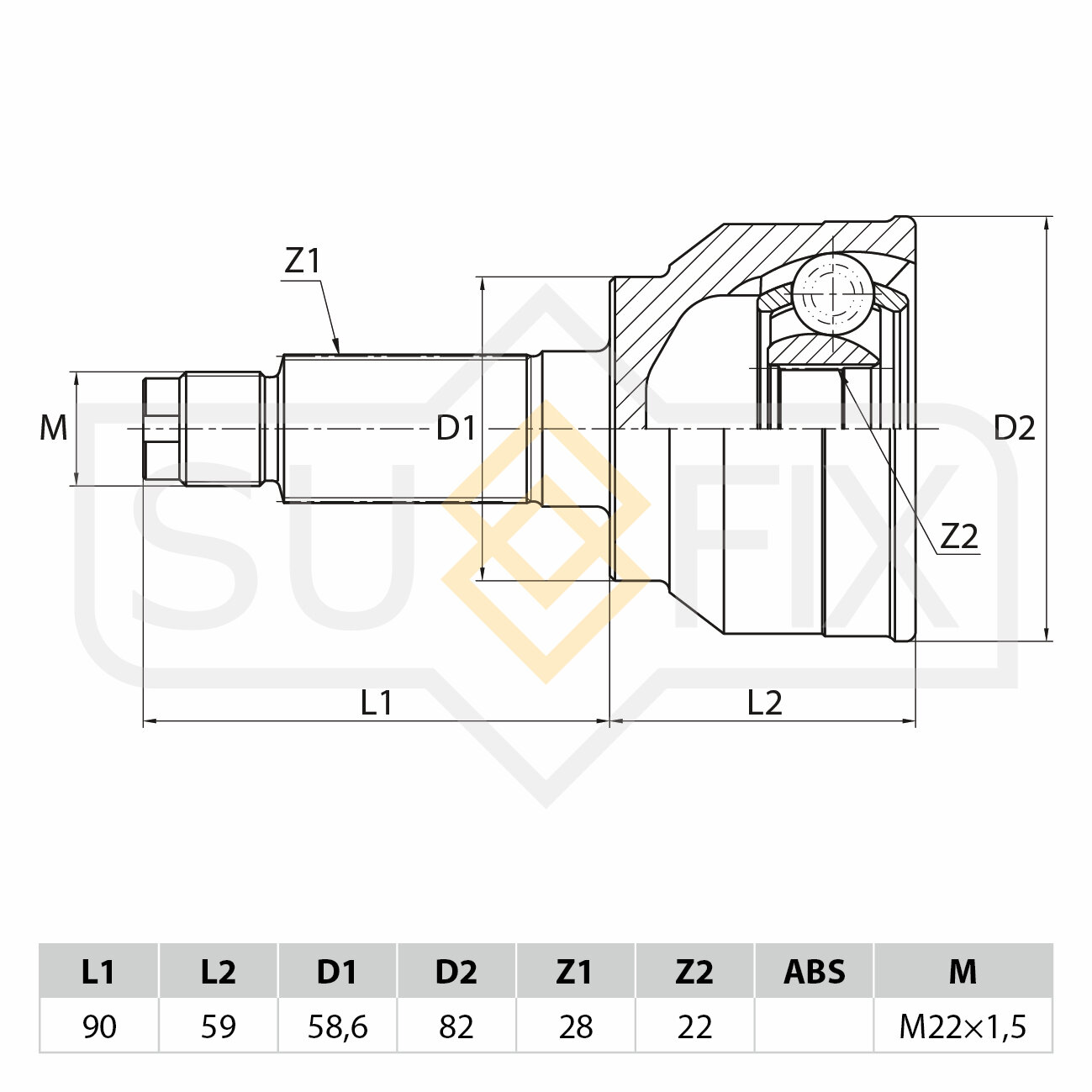 ШРУС наружный передний правый/левый для MAZDA 3 / SUFIX ST-1040