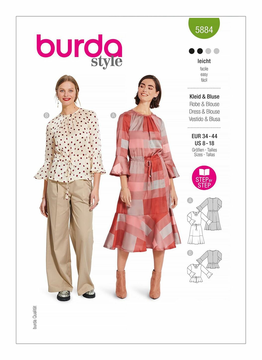 Выкройка BURDA №5884 Платье, блузка