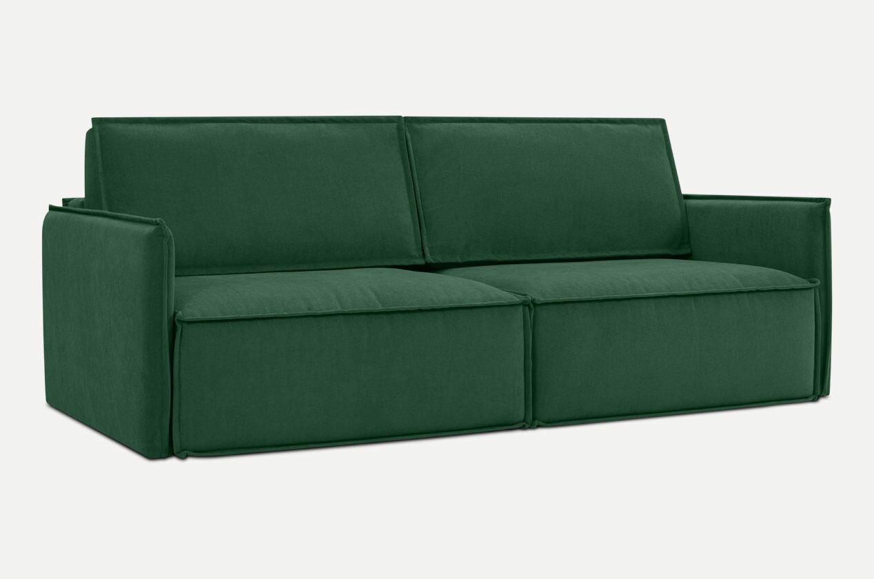 Диван-кровать раскладной Divan.ru Ольен Velvet Emerald, 218x120x89 см, спальное место 200x160 см, велюр, зелёный