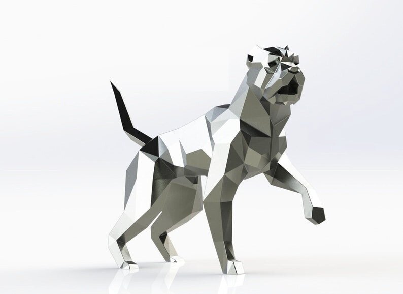 Полигональная фигура Канарский Дог, геометрический полигональный металлический декор интерьера