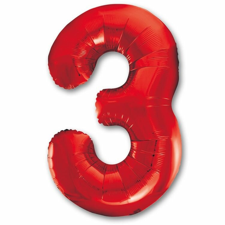 Фольгированный шар цифра 3 40" Red
