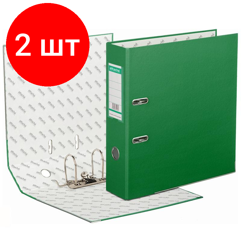 Комплект 2 штук, Папка-регистратор ECONOMY PLUS 80мм, зел, ПБП1, карм. кор, мет. уг