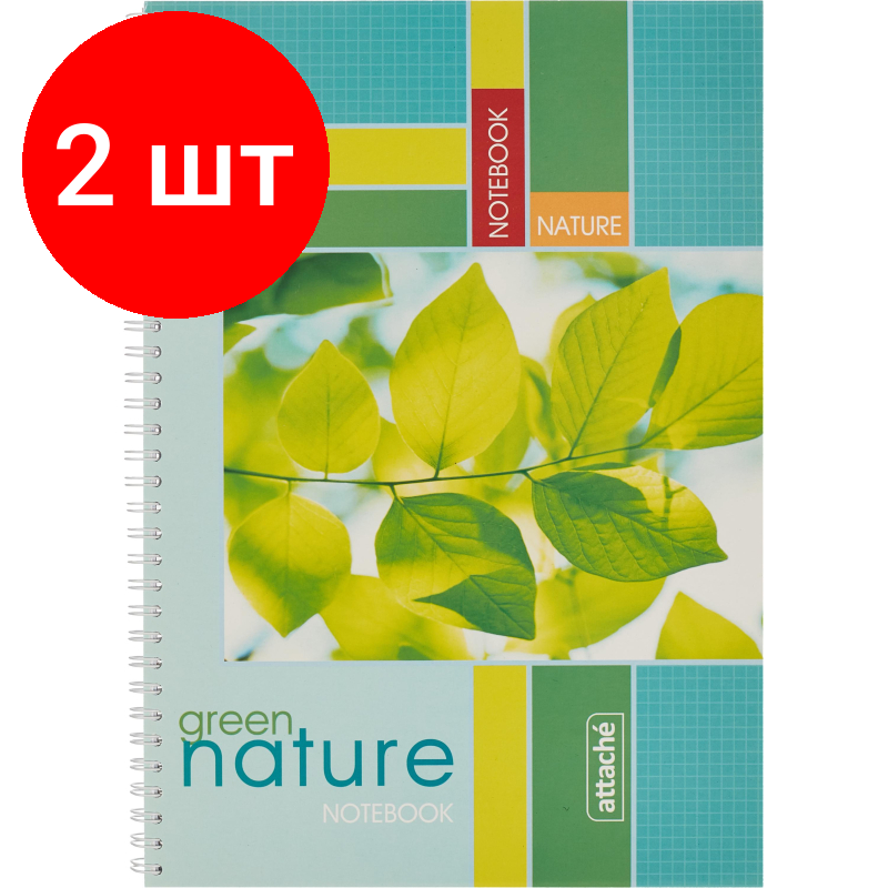 Комплект 2 штук, Тетрадь общая Attache,96л, клет, А4, спир, обл. мел. карт