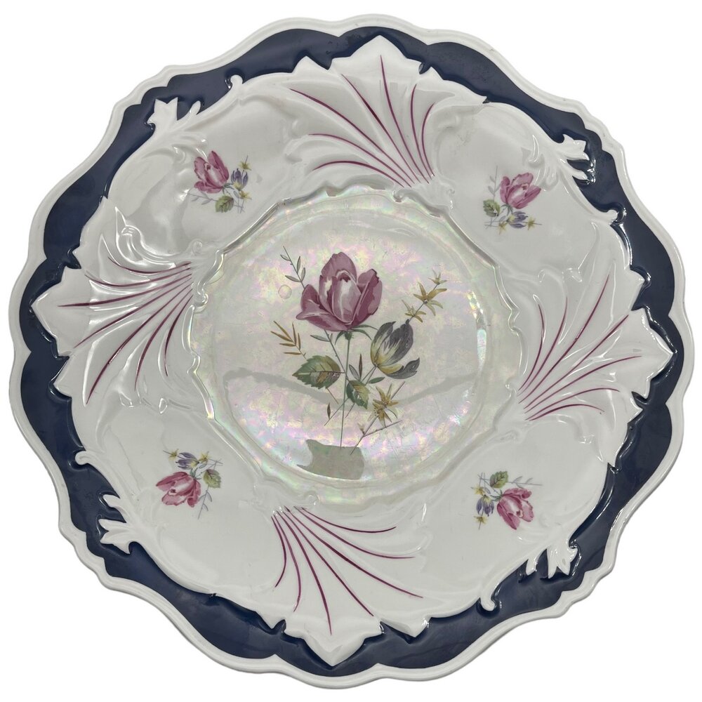 Блюдо сервировочное "Роза", 32 см, 1948-1960 гг, фарфор, роспись, люстр, Kahla - Weimar, Германия