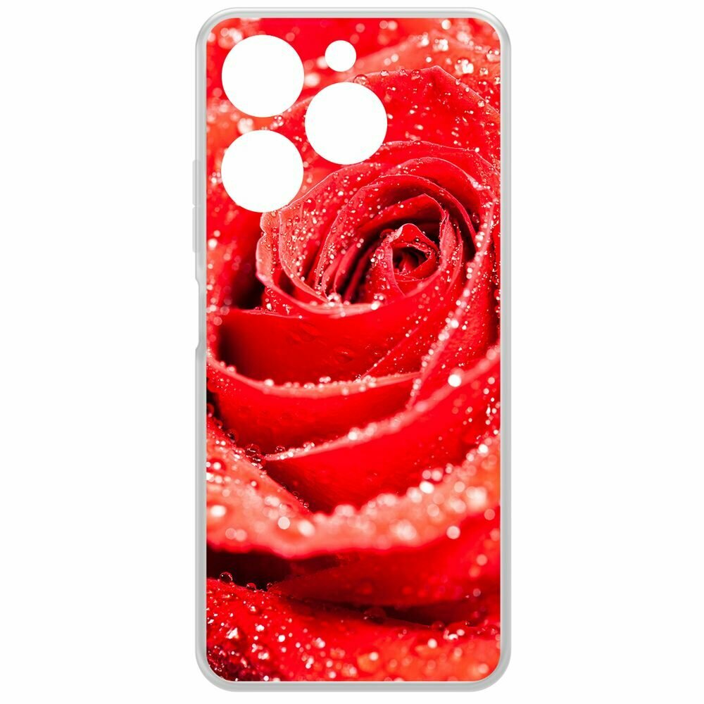 Чехол-накладка Krutoff Clear Case Роза для ITEL A70, с рисунком, термопластичный полиуретан (TPU)