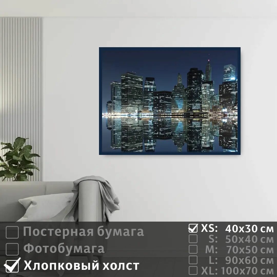 Постер на холсте Небоскребы Манхэттена 40х30 см ПолиЦентр