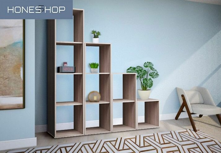 Стеллаж Юджин ЛДСП ясень шимо темный, 162х45х167.5